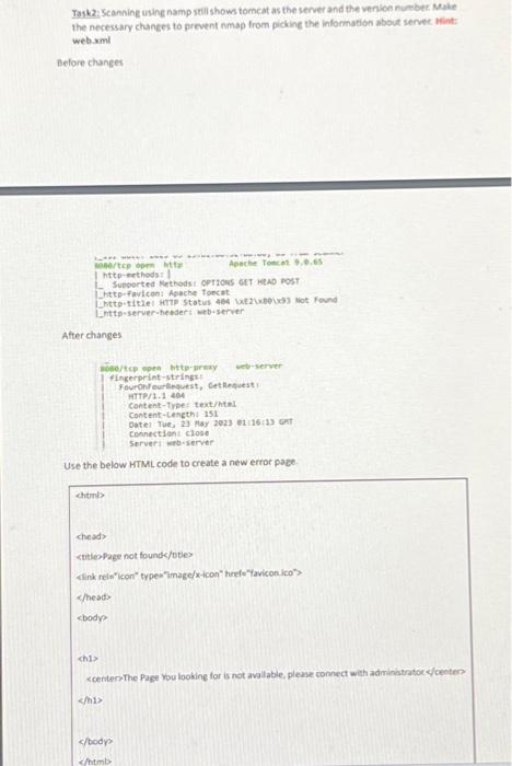 Solved Task2: Scanning using namp still shows tomcat as the | Chegg.com