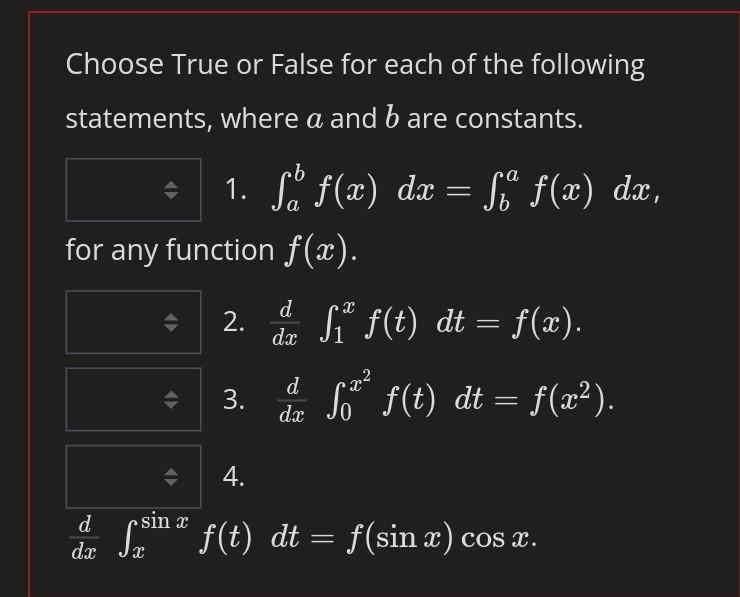 Solved Choose True or False for each of the following | Chegg.com