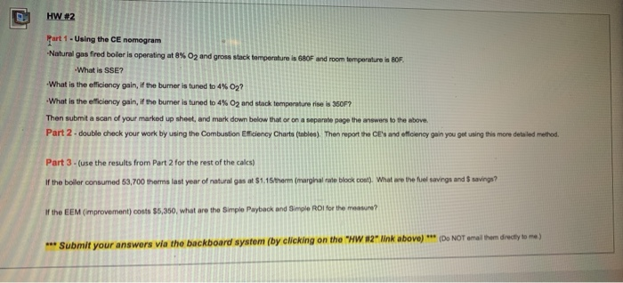 HW #2 Part 1 - Using the CE nomogram Natural gas | Chegg.com