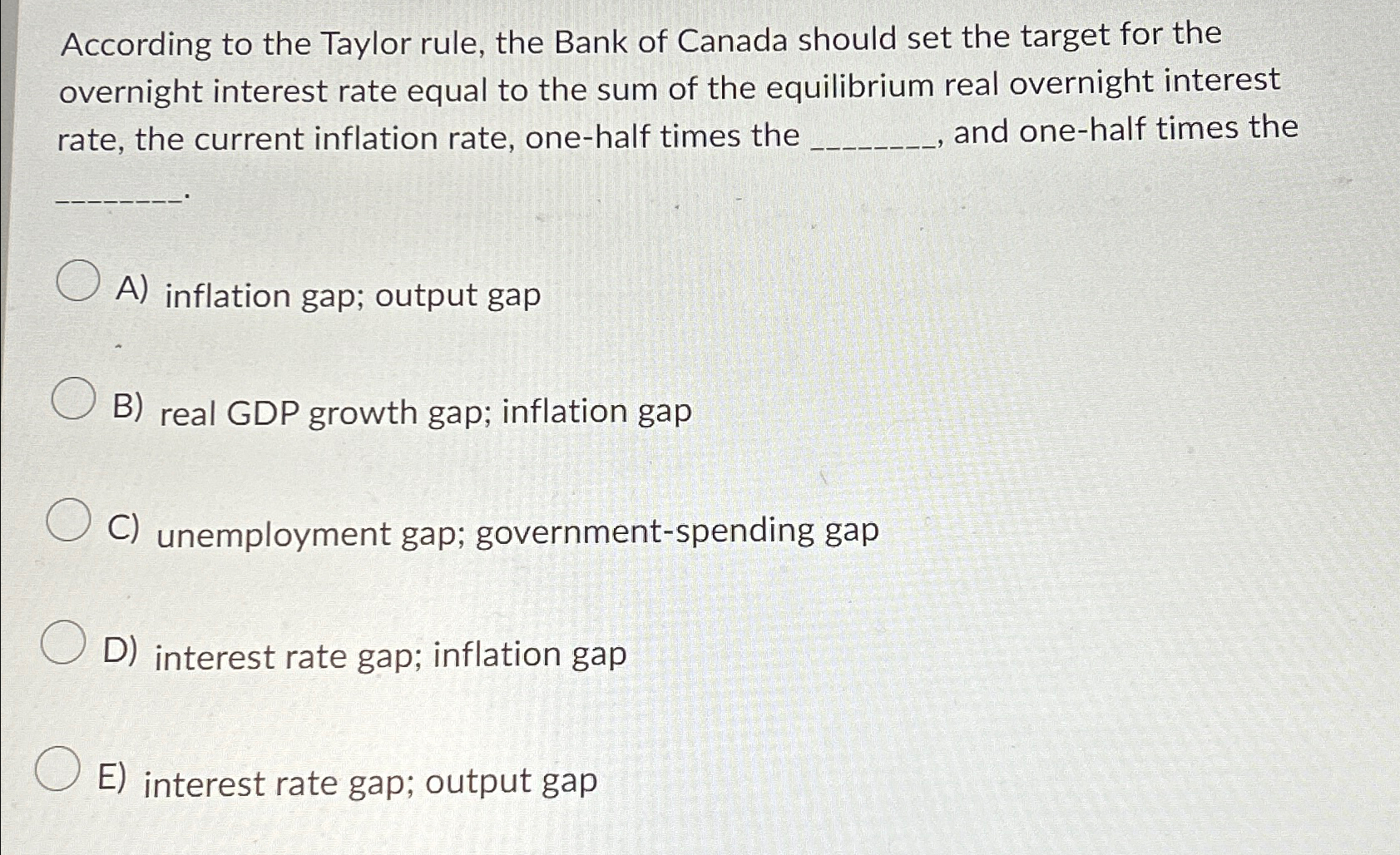 Solved According to the Taylor rule, the Bank of Canada | Chegg.com