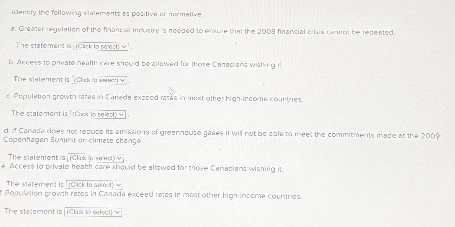 Solved Identify the following statements as positive or | Chegg.com