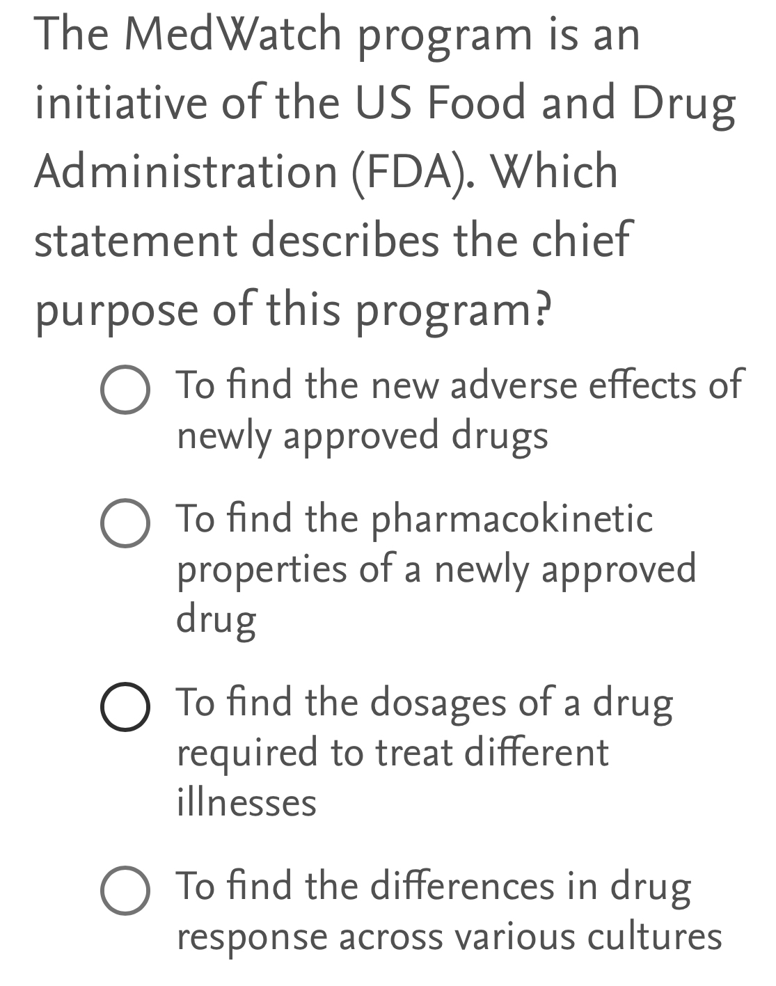 Solved The MedWatch program is an initiative of the US Food | Chegg.com