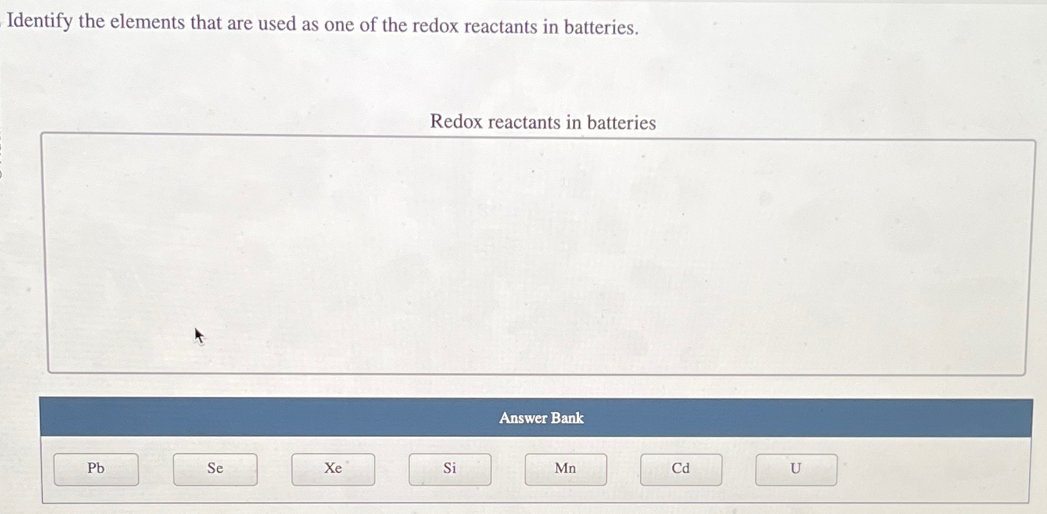 Solved Identify the elements that are used as one of the | Chegg.com