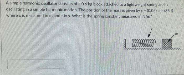 Solved A simple harmonic oscillator consists of a 0.6 kg | Chegg.com
