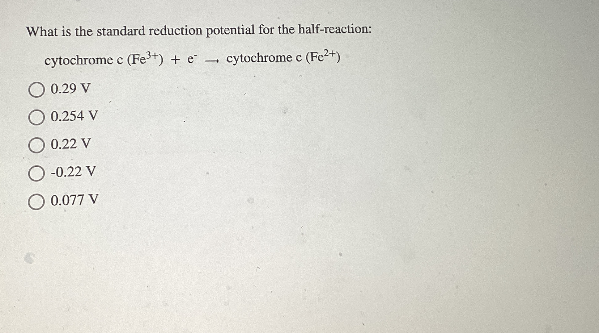 Solved What is the standard reduction potential for the | Chegg.com