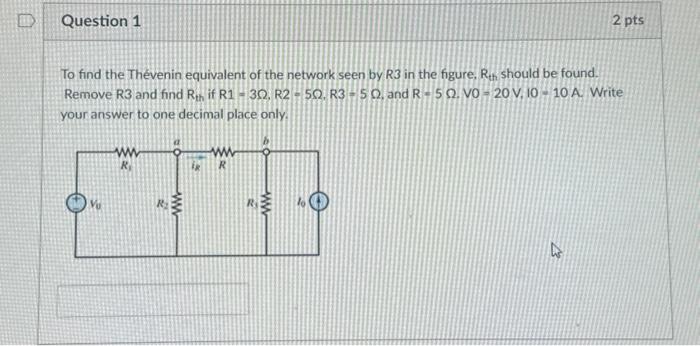 Solved To find the Thevenin equivalent of the network seen | Chegg.com