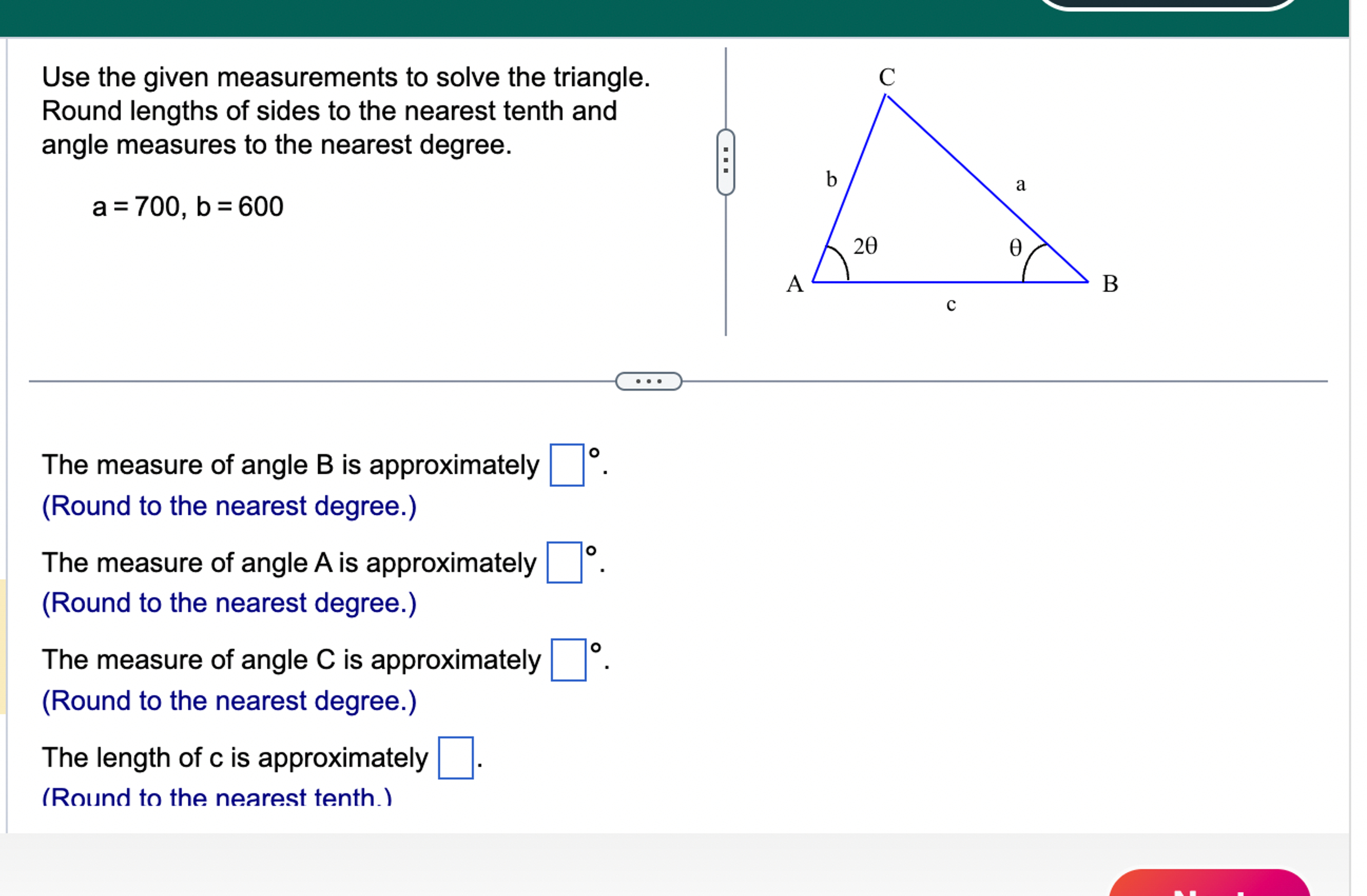 Solved Use the given measurements to solve the | Chegg.com