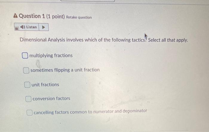 Solved A Question 1 (1 point) Retake question Listen | Chegg.com