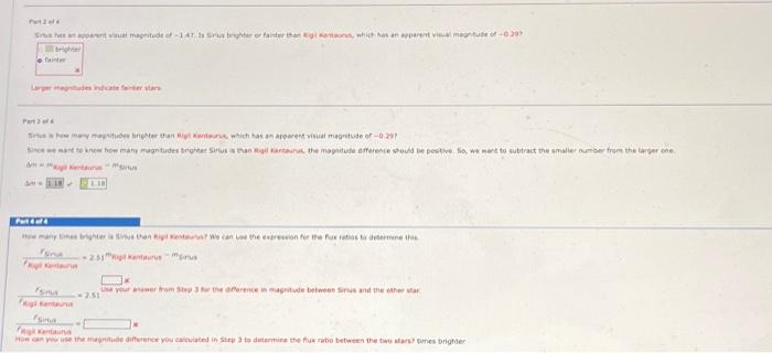 Solved Part 2 of 4 Sirius has an apparent visual magnitude | Chegg.com