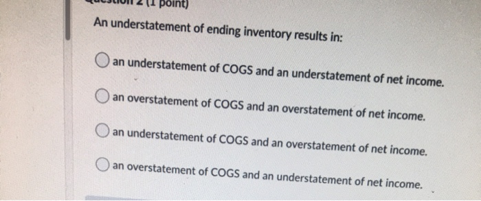 Solved Un 11 point) An understatement of ending inventory | Chegg.com