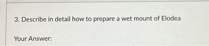 Solved 3. Describe in detail how to prepare a wet mount of | Chegg.com