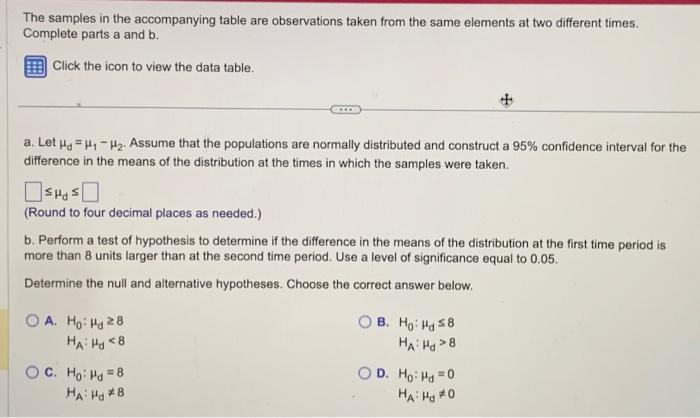 Solved \begin{tabular}{ccc} Unit & Sample 1 & Sample 2 \\ | Chegg.com