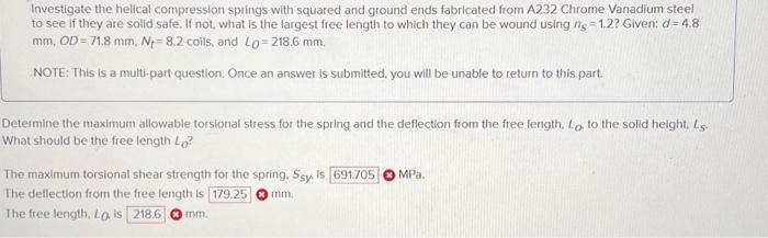 Solved Investigate the helical compression springs with | Chegg.com