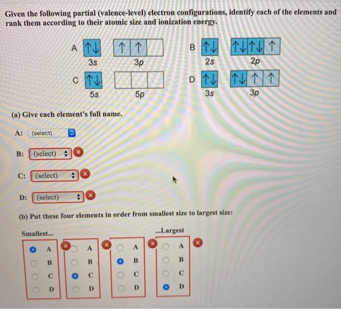 Solved Given the following partial (valence-level) electron | Chegg.com