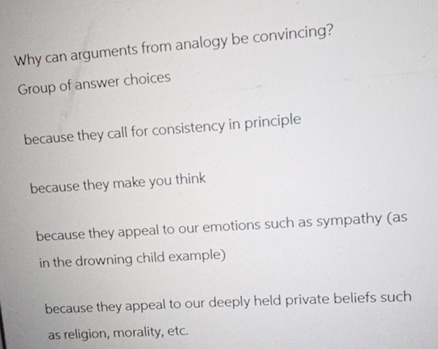 Solved Why can arguments from analogy be convincing?Group of | Chegg.com