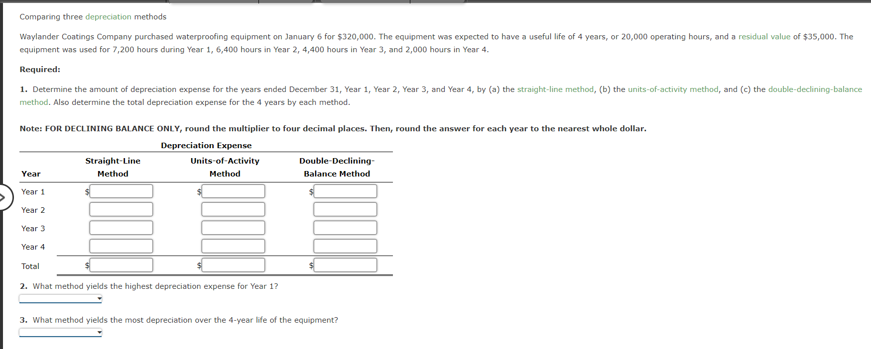 Solved Comparing three depreciation methods equipment was | Chegg.com Solved Comparing three depreciation methods equipment was | Chegg.com