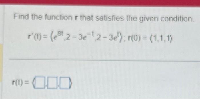 Solved Find the function r that satisfies the given | Chegg.com