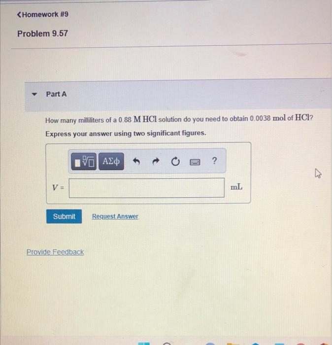 Solved Homework #9 Problem 9.57 Part A How many milliliters | Chegg.com