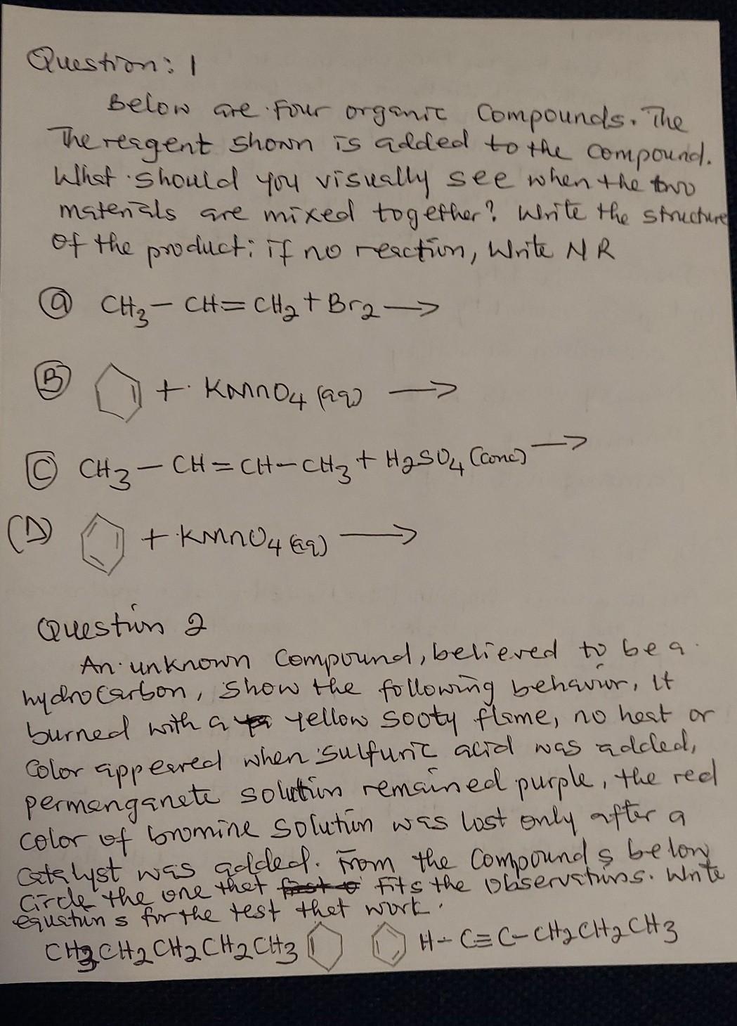 Solved Questional Below are four organic Compounds. The The | Chegg.com