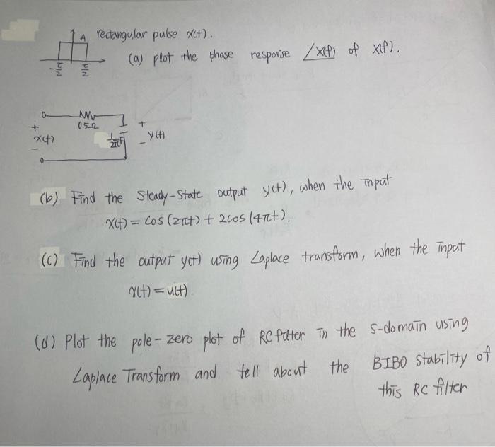 Solved tangular pulse x(t). (a) plot the phase response | Chegg.com