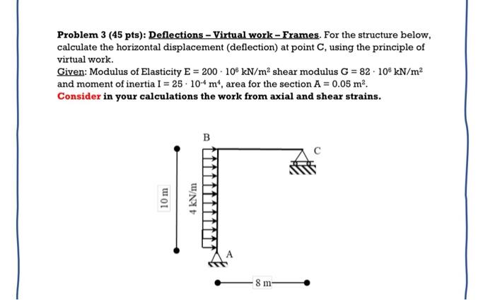 Solved Problem 3 (45 pts): Deflections - Virtual work - | Chegg.com Solved Problem 3 (45 pts): Deflections - Virtual work - | Chegg.com