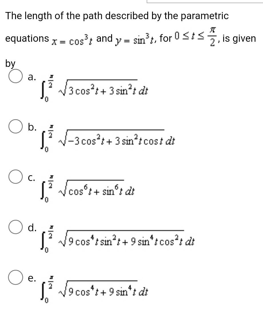 Solved The length of the path described by the parametric | Chegg.com