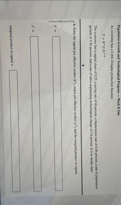 Solved Population Growth and Technological Progress - Work | Chegg.com