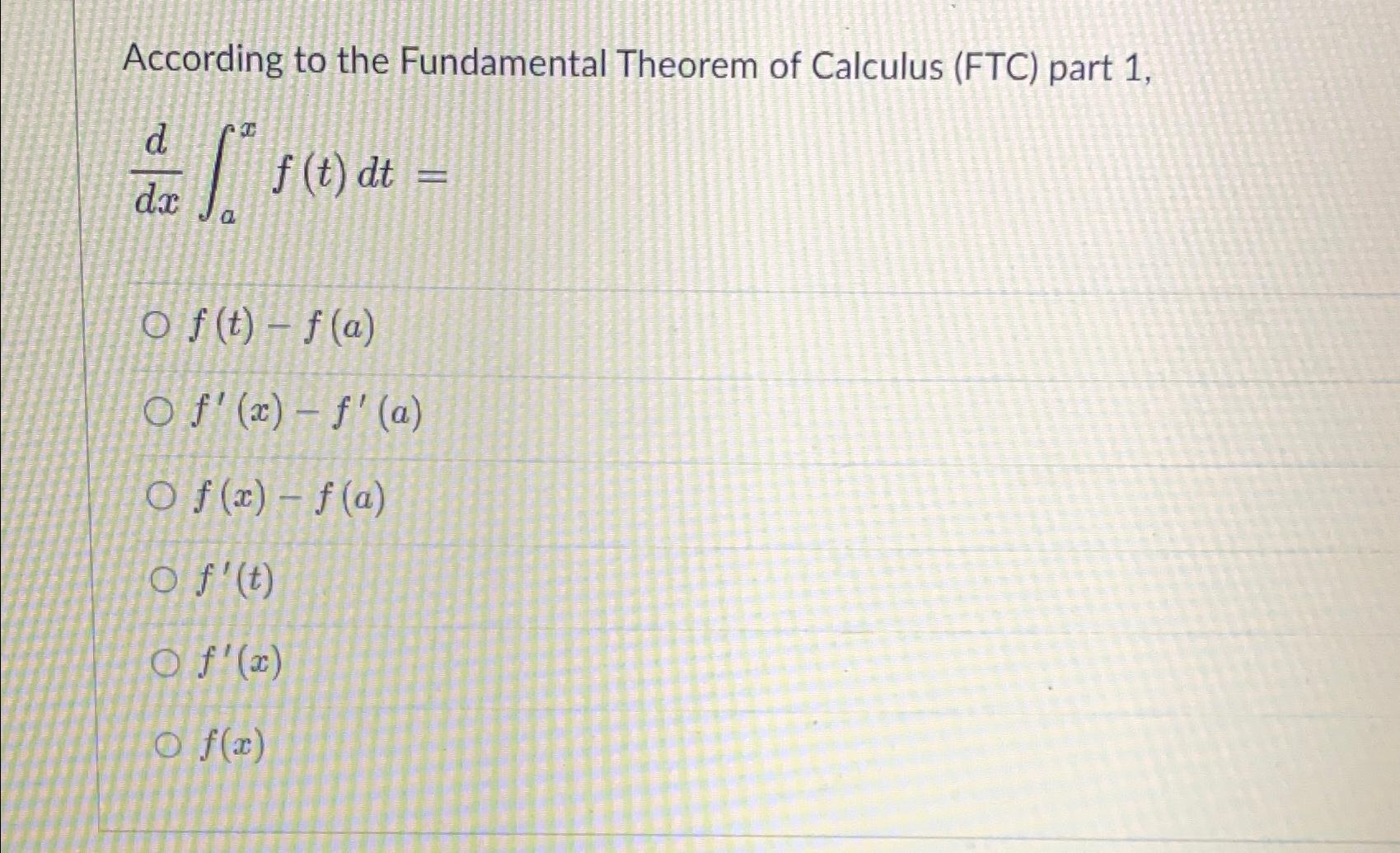 Solved According to the Fundamental Theorem of Calculus | Chegg.com