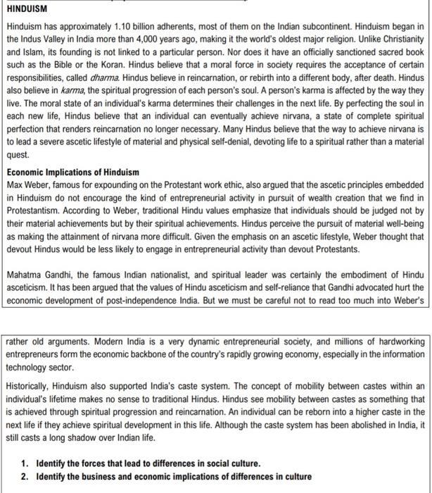 Solved Hinduism has approximately 1.10 billion adherents, | Chegg.com