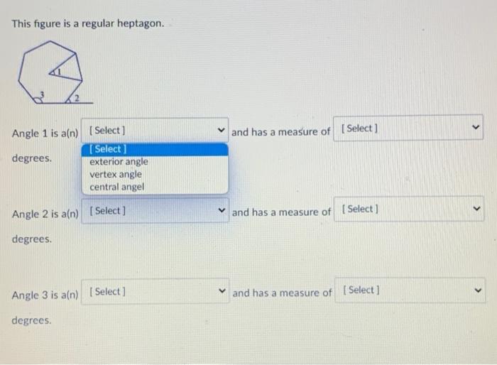 Solved This figure is a regular heptagon. Angle 1 is a(n) | Chegg.com