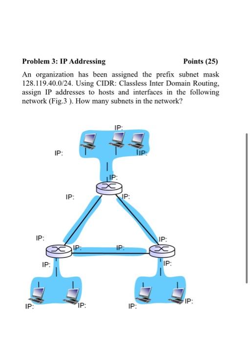 Solved Problem 3: IP Addressing Points (25) An organization | Chegg.com