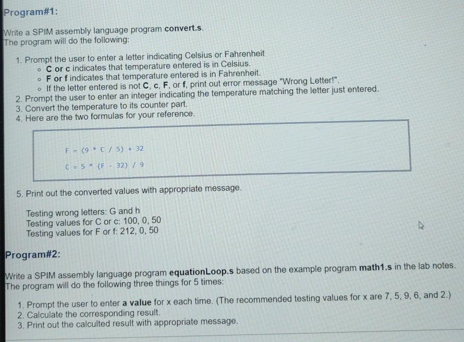 Solved Program#1: Write a SPIM assembly language program | Chegg.com
