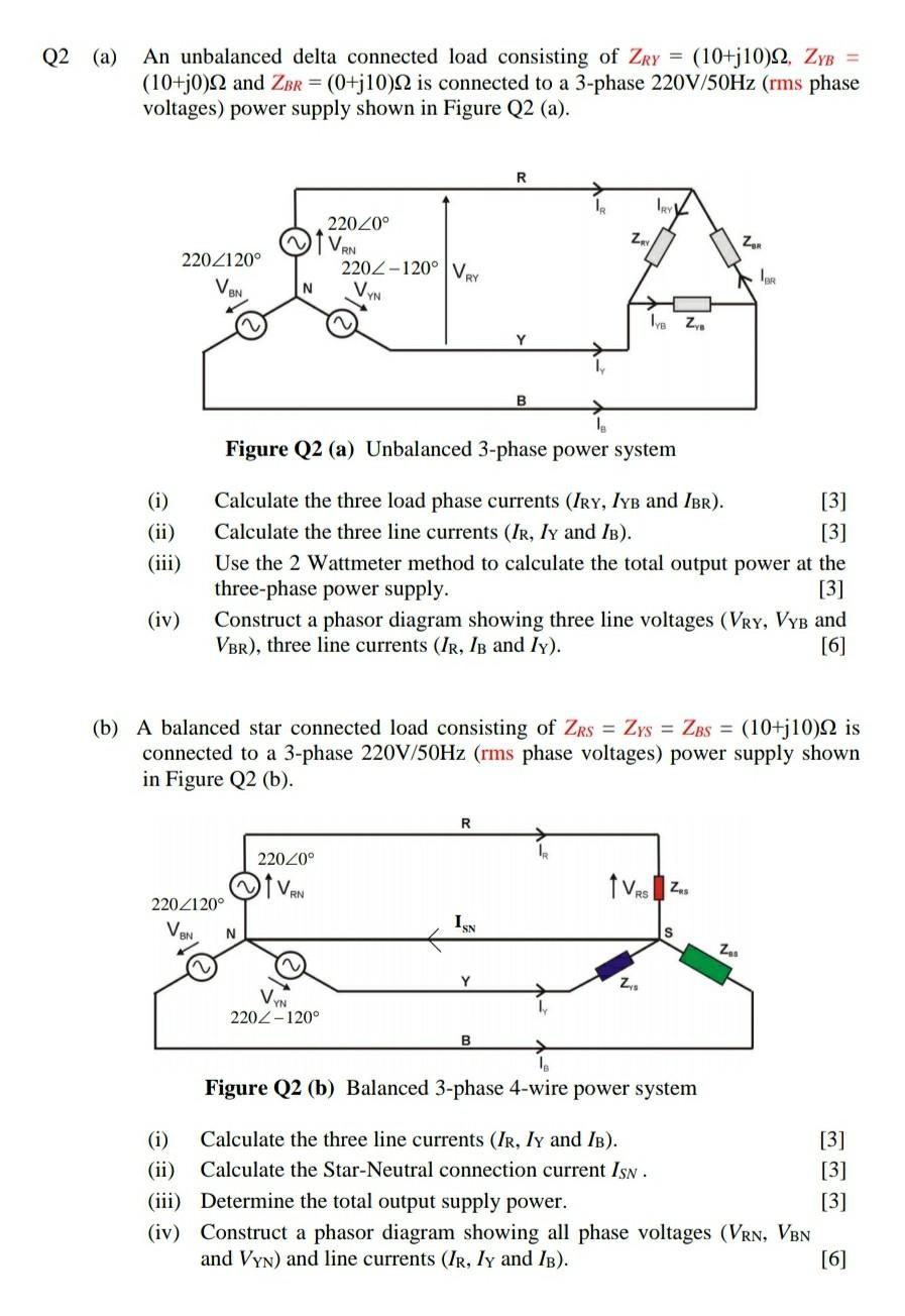 Solved Q2 (a) An unbalanced delta connected load consisting | Chegg.com