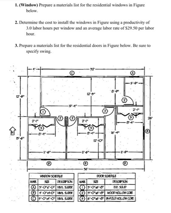 Solved 1. (Window) Prepare a materials list for the | Chegg.com