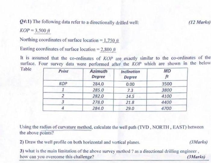 Solved Q4:1) The following data refer to a directionally | Chegg.com