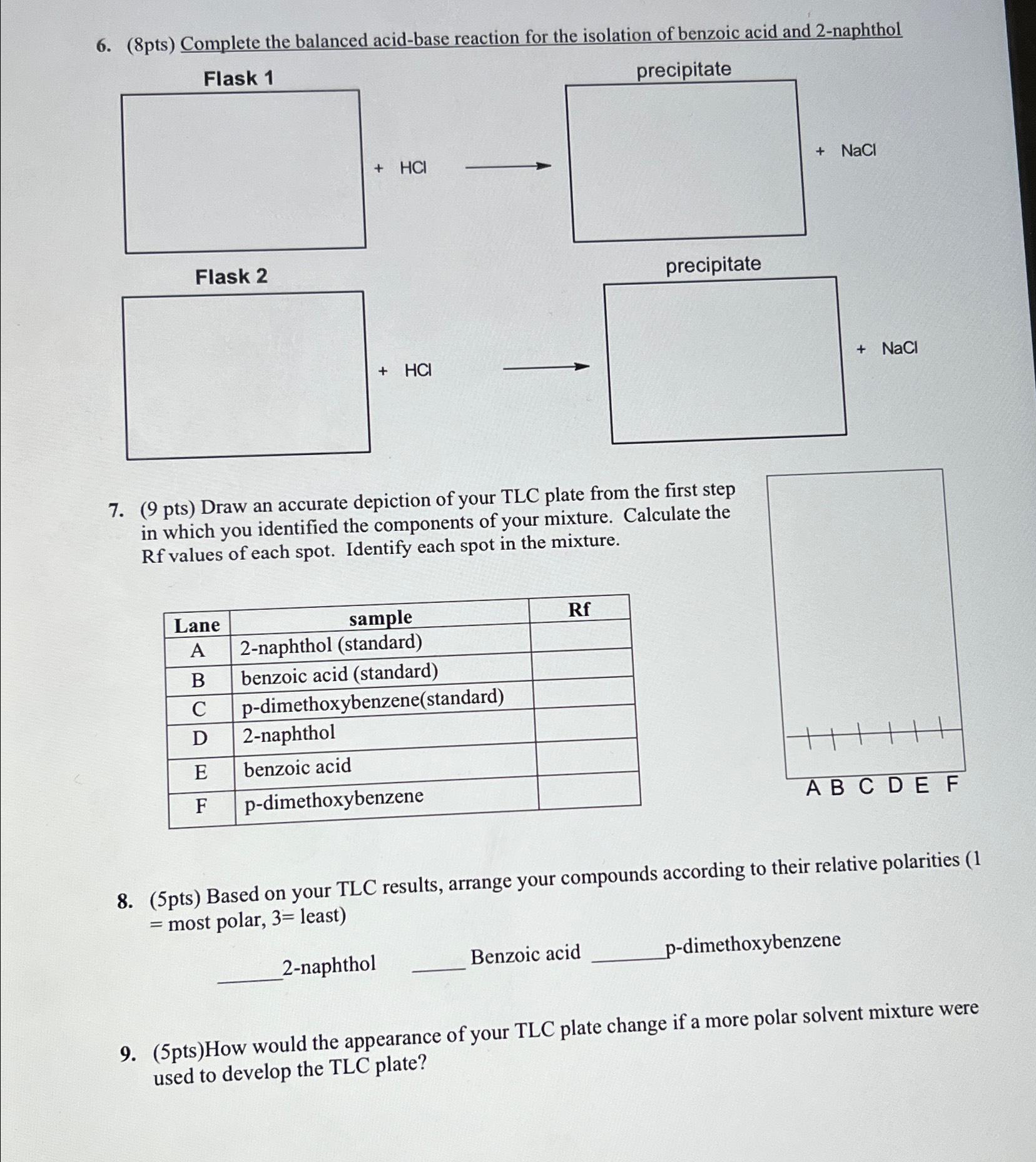 Solved (8pts) ﻿Complete the balanced acid-base reaction for | Chegg.com