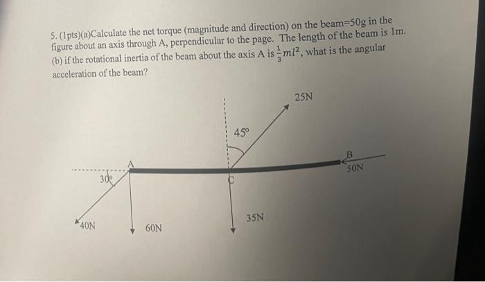 Solved 5. (lpts)(a)Calculate the net torque (magnitude and | Chegg.com