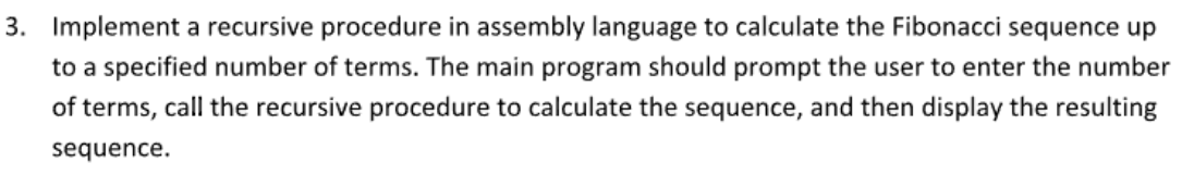 Solved Implement A Recursive Procedure In Assembly Language
