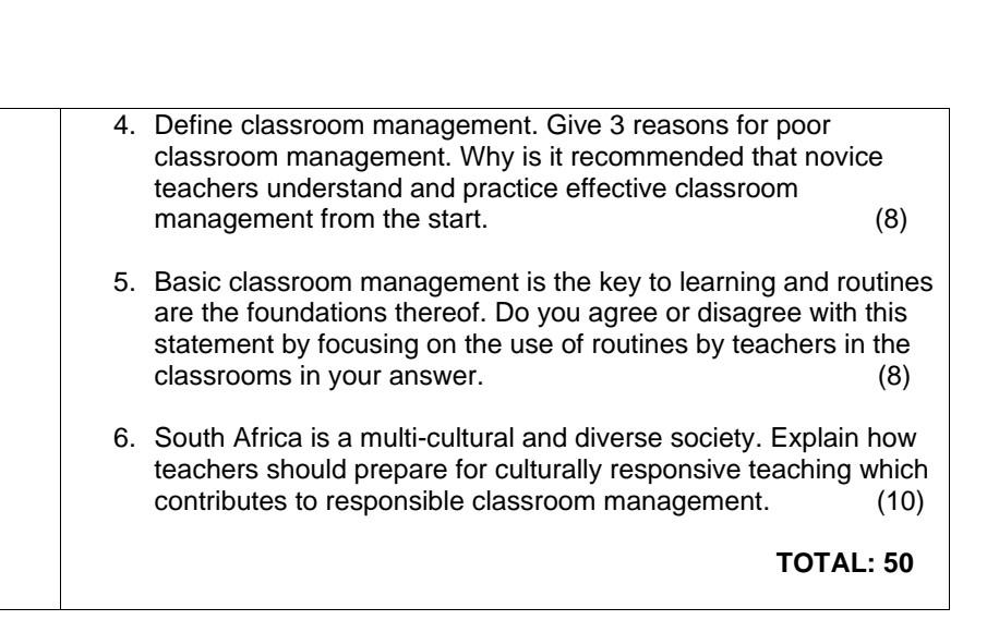 4. Define classroom management. Give 3 reasons for | Chegg.com