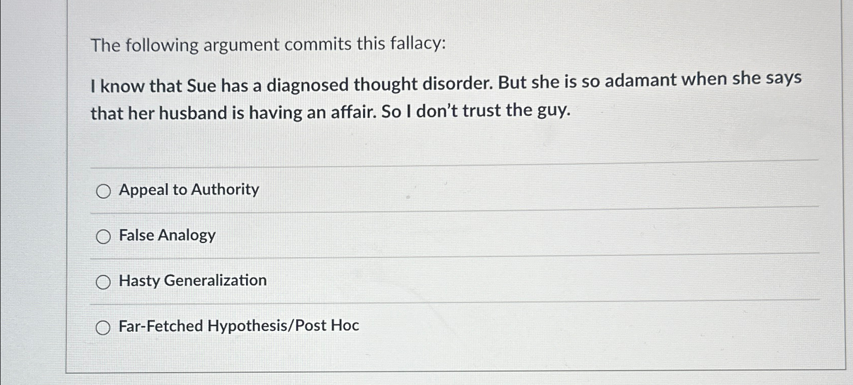 Solved The following argument commits this fallacy:I know | Chegg.com
