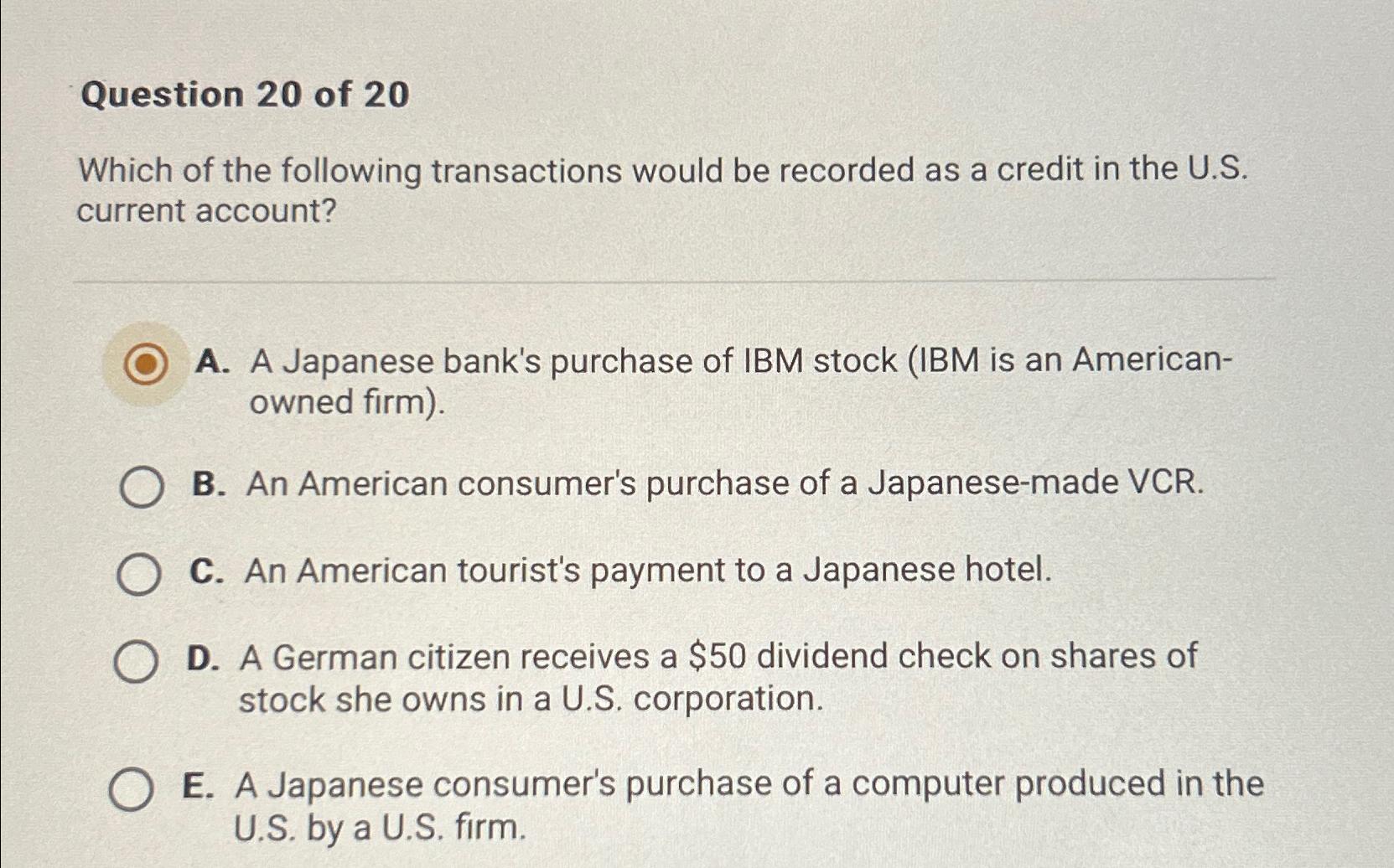 Solved Question 20 ﻿of 20Which of the following transactions | Chegg.com