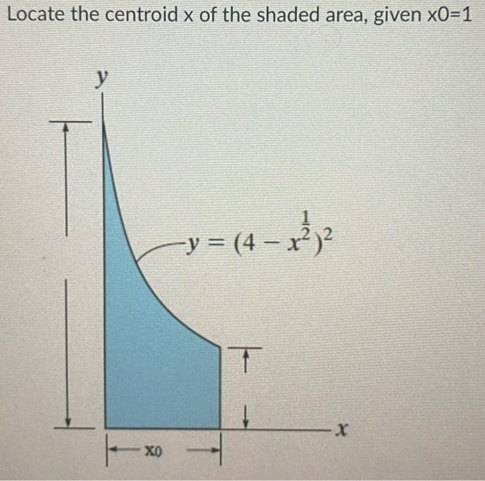 Solved Locate the centroid x of the shaded area, given x0=1 | Chegg.com
