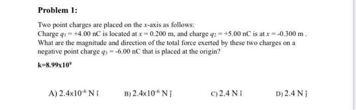 Solved Two point charges are placed on the x-axis as | Chegg.com