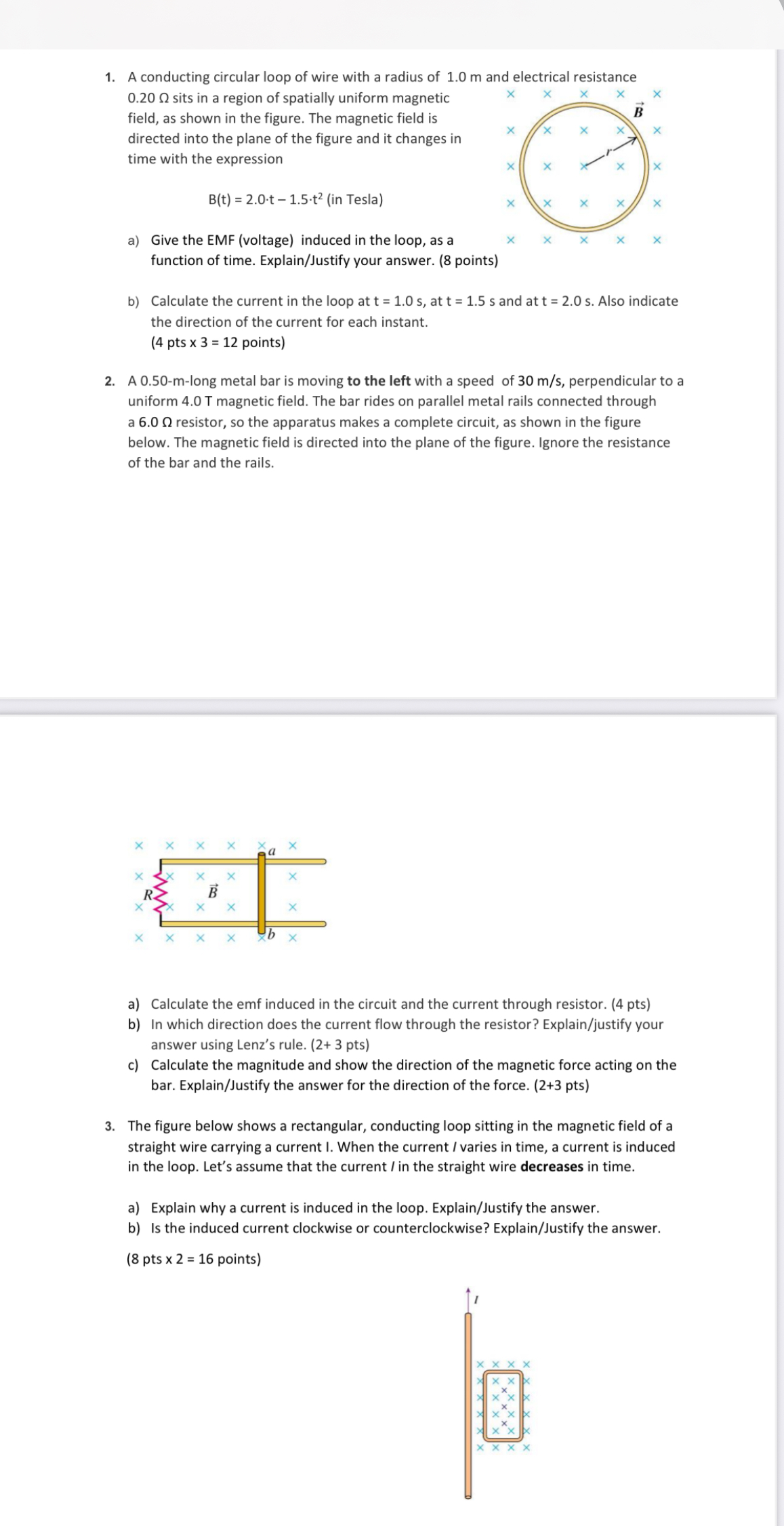Solved 1. ﻿A conducting circular loop of wire with a radius | Chegg.com