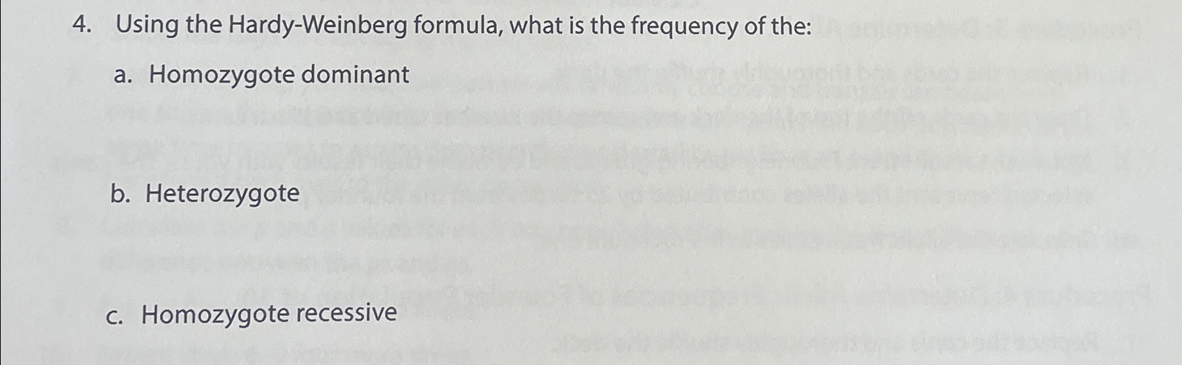 Solved Using the Hardy-Weinberg formula, what is the | Chegg.com