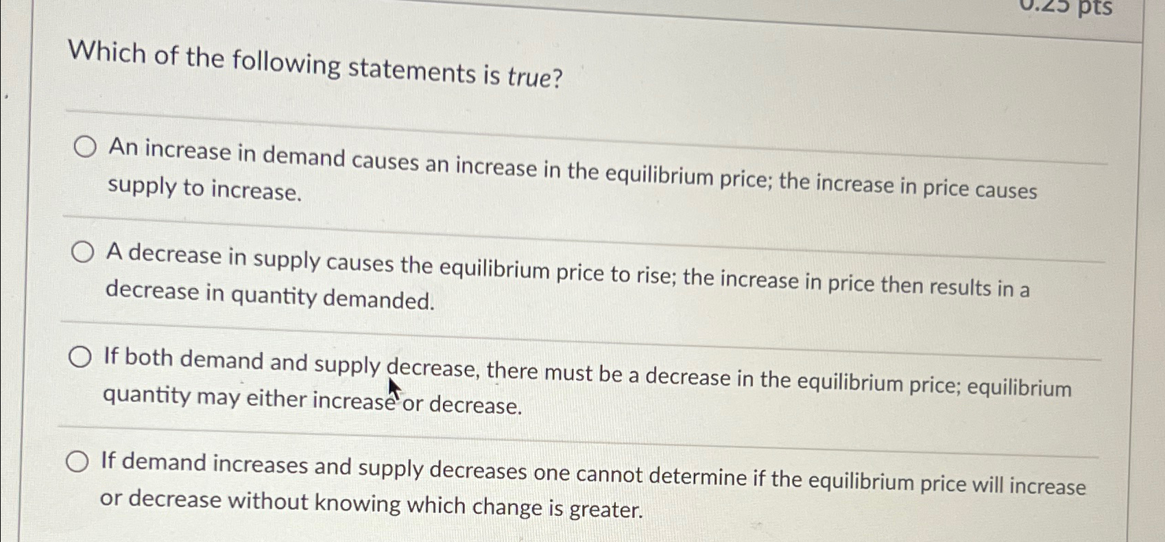 Solved Which of the following statements is true?An increase | Chegg.com