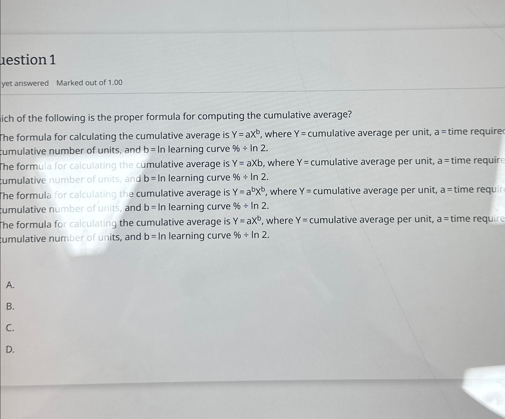 Solved lestion 1yet answered Marked out of 1.00ich of the | Chegg.com
