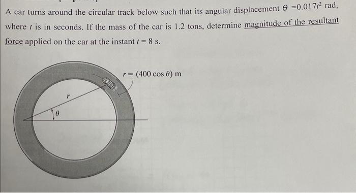 Solved A car turns around the circular track below such that | Chegg.com