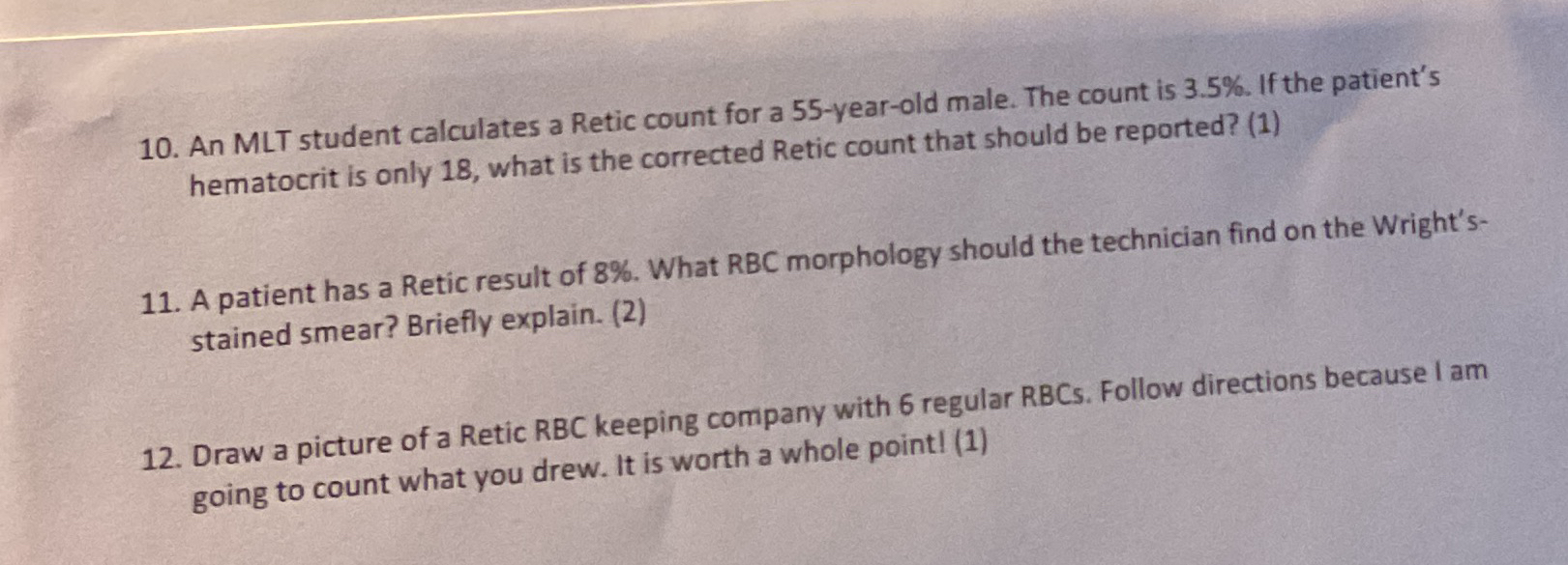 Solved An MLT student calculates a Retic count for a | Chegg.com