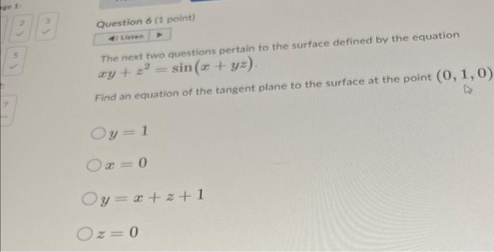 Solved The next two questions pertain to the surface defined | Chegg.com
